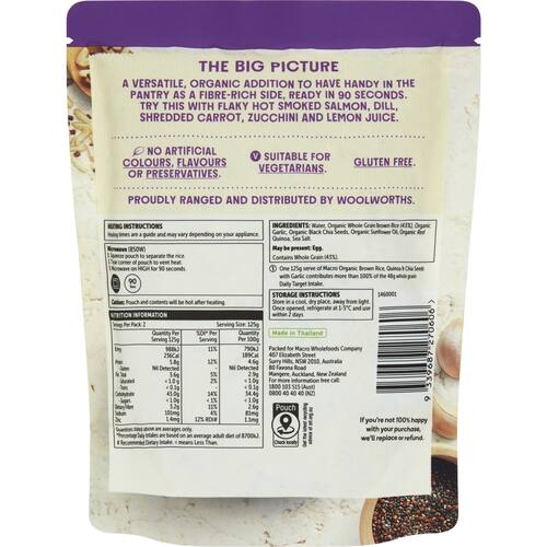 Macro Organic Microwave Brown Rice Quinoa Chia Seeds With Garlic 250g ...