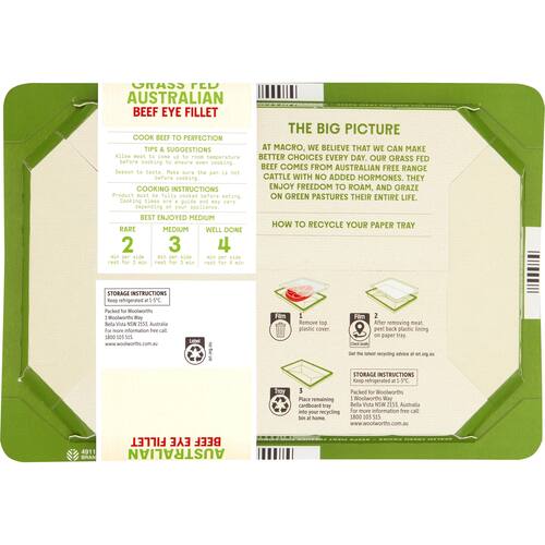 Macro Grass Fed Australian Beef Eye Fillet 320g | bunch