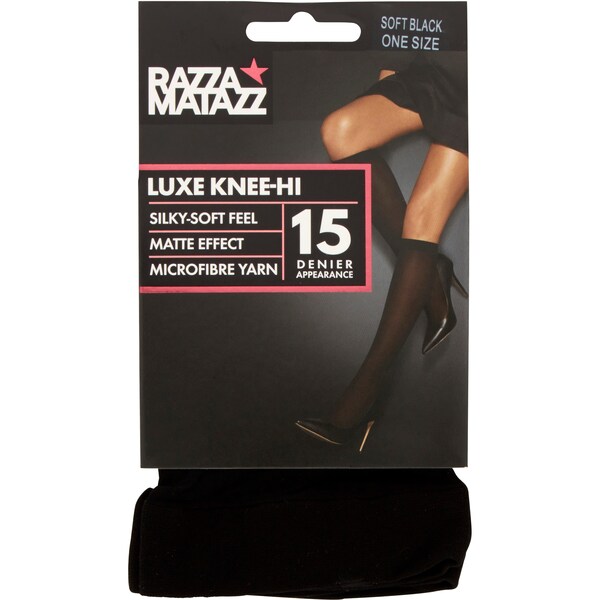 Razzamatazz Luxe Knee Hi One Size Soft Black Each | Woolworths