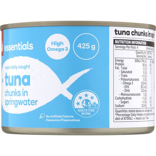 Essentials Tuna Chunks In Spring Water 425g | bunch