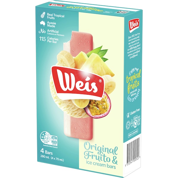 Weis Fruito Passionfruit Pineapple & Banana Ice Cream & Fruit Bar 4 ...