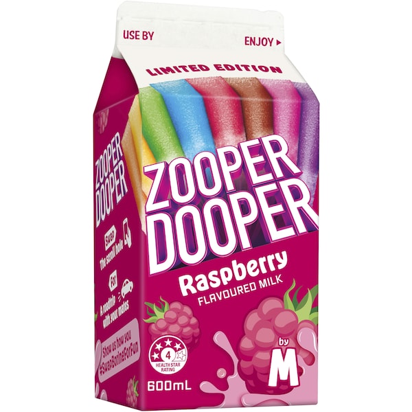 Zooper Dooper Raspbery Milk 600ml | Woolworths