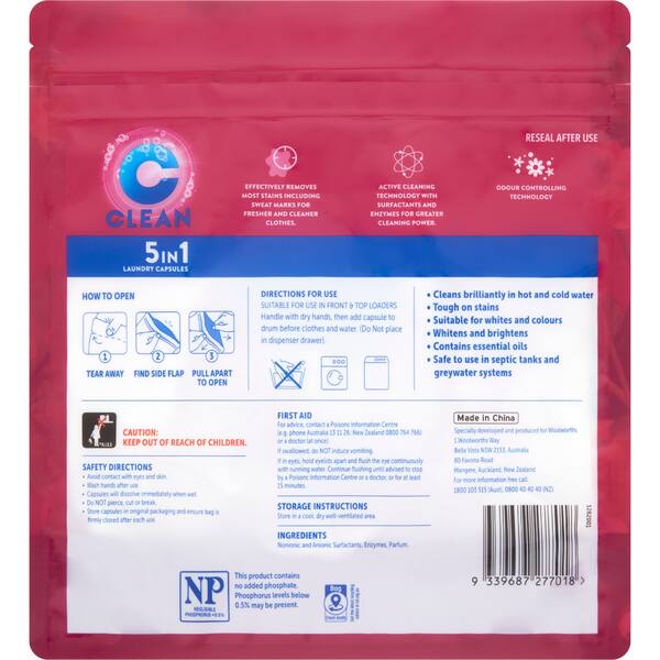 Clean 5 In 1 Laundry Capsules Tropical Bloom 30 pack | bunch