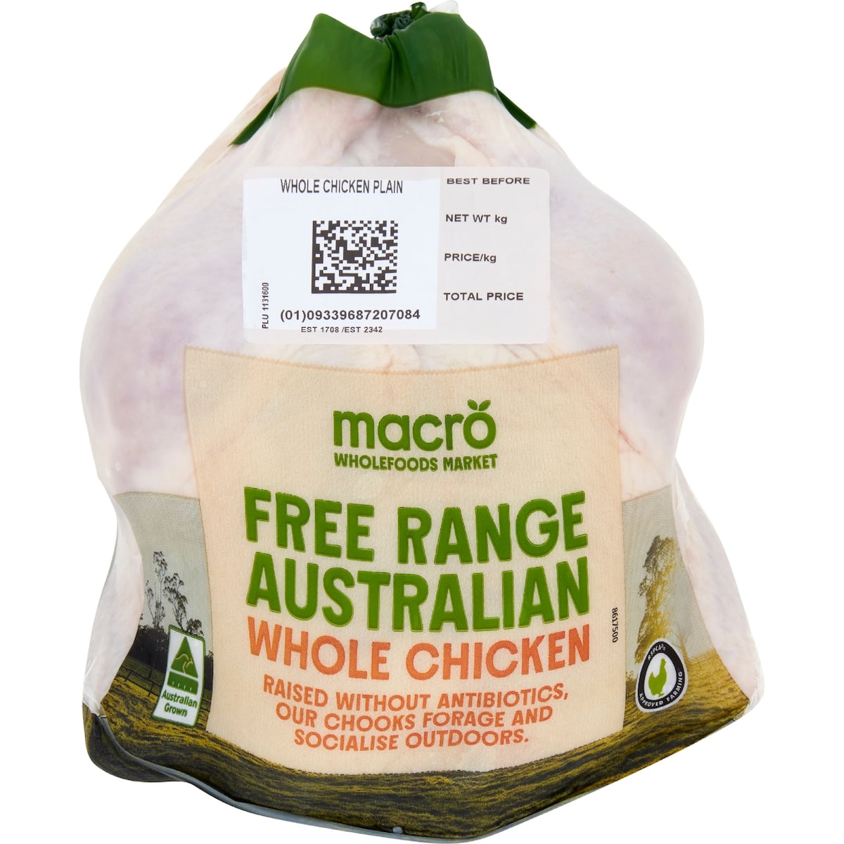 Macro Whole Chicken Free Range 1.1kg - 2.25kg | bunch