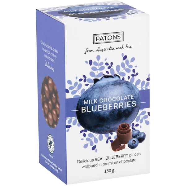 Patons Milk Chocolate Blueberries 180g | Woolworths