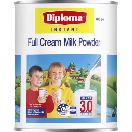 Get Diploma Full Cream Long Life Milk Powder UHT 400g delivered to your ...