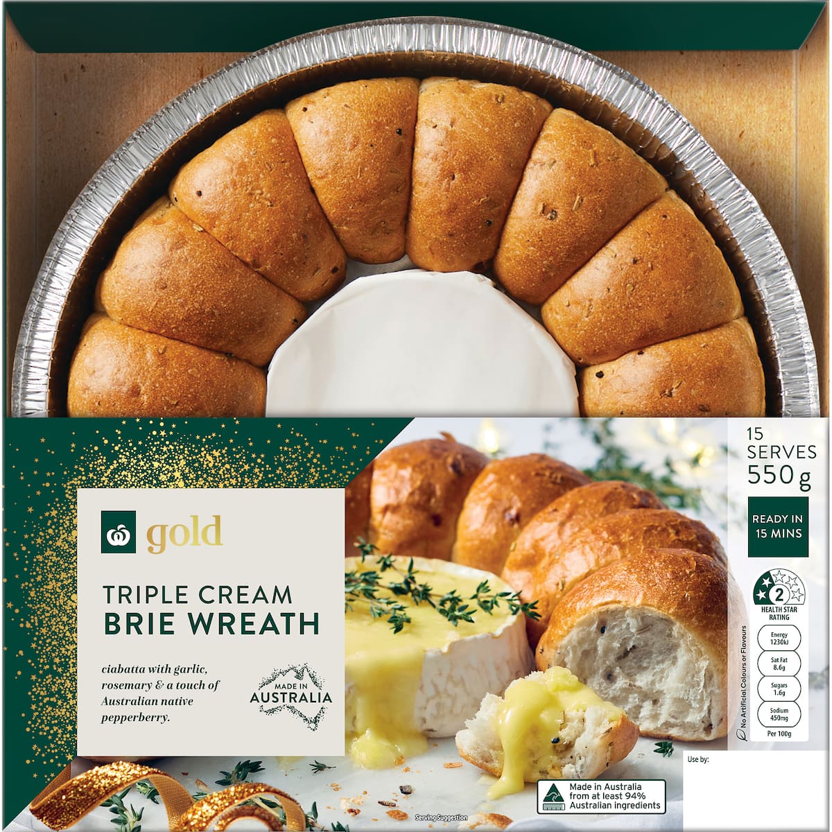 Woolworths Gold Triple Cream Brie Wreath 550g | bunch