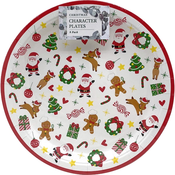 Christmas Character Plates 8 Pack | Woolworths