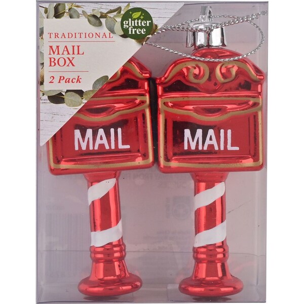 Christmas Traditional Mail Box Ornaments 2 Pack | Woolworths