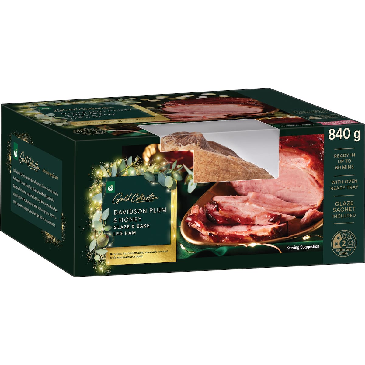Woolworths Gold Davidson Plum & Honey Glaze & Bake Leg Ham 840g | bunch