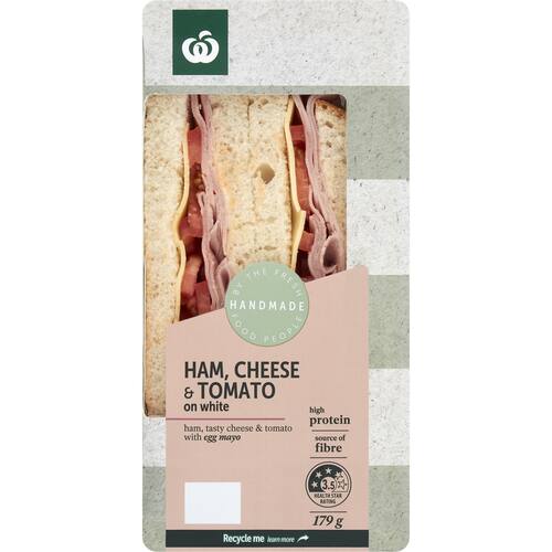 Woolworths Ham Cheese And Tomato On Farmhouse White Sandwich 179g | bunch