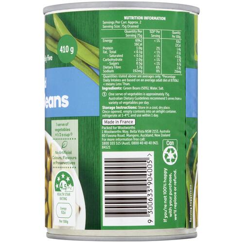 Woolworths Sliced Green Beans 410g | bunch