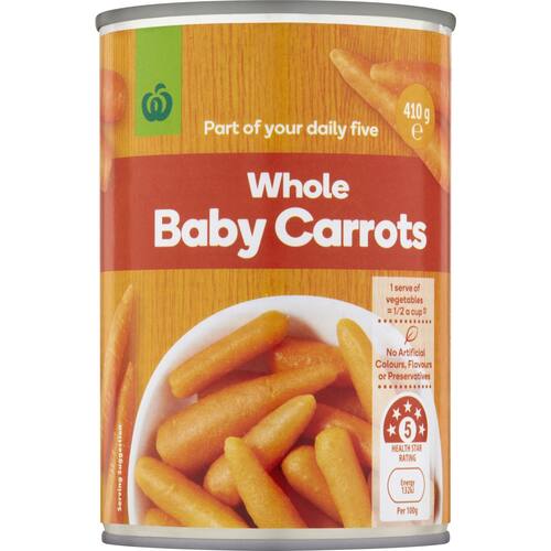 Woolworths Whole Baby Carrots Baby 410g | bunch