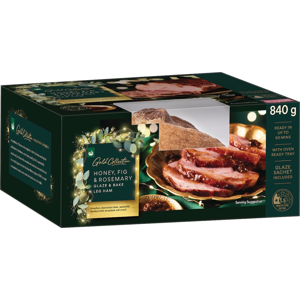 Woolworths Gold Honey Fig & Rosemary Glaze & Bake Leg Ham 840g | bunch