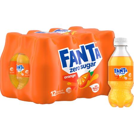 Get Fanta Orange Zero Sugar Soft Drink Bottles 300ml x 12 Pack ...