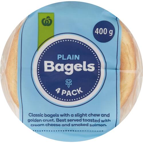 Woolworths Plain Bagels 4 Pack | bunch