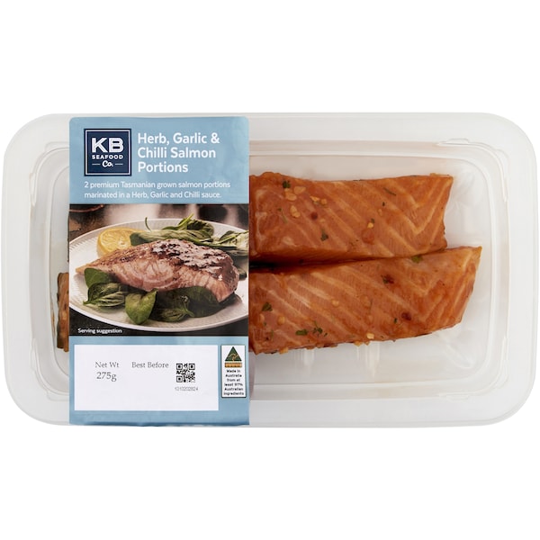 KB Seafood Co. Salmon Portions Herb & Garlic 275g | Woolworths