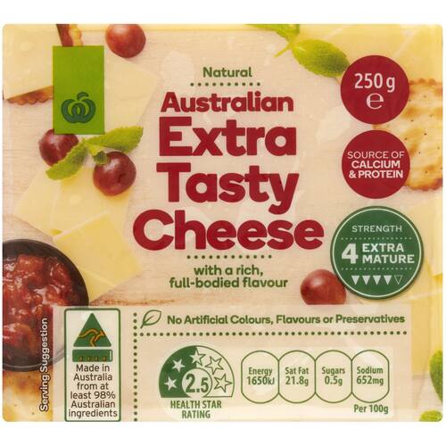 Woolworths Extra Tasty Cheese Block 250g | bunch