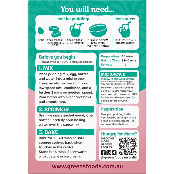 Green's Pudding Traditional Sticky Date 260g | Woolworths