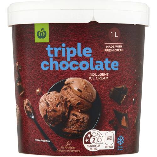 Woolworths Ice Cream Triple Chocolate 1l | bunch