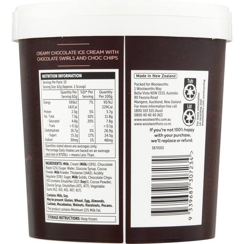 Woolworths Ice Cream Triple Chocolate 1l | bunch