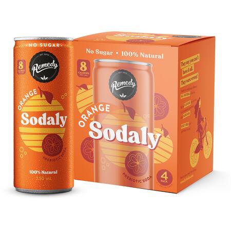 Get Remedy Orange Sodaly Prebiotic Soda No Sugar Cans 250mL x 4 pack ...