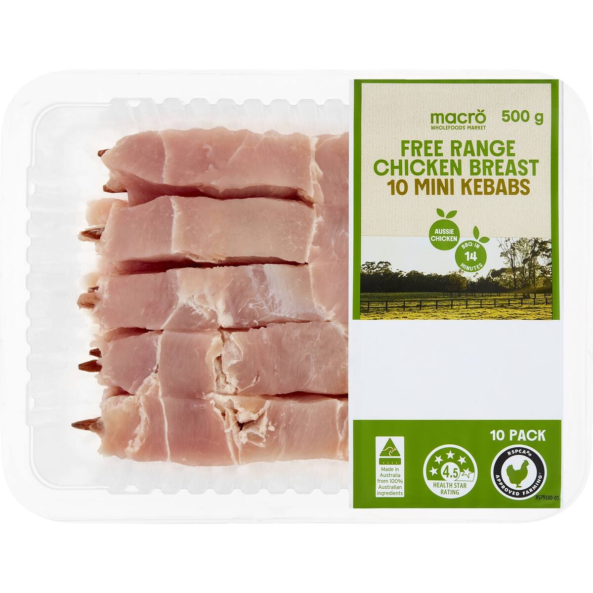 Macro Free Range 10 Mini Chicken Breast Kebabs 500g | bunch