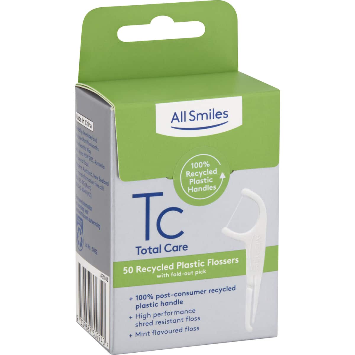 All Smiles Total Care Recycled Plastic Flossers 50 Pack | bunch