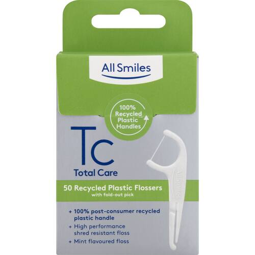 All Smiles Total Care Recycled Plastic Flossers 50 Pack | bunch