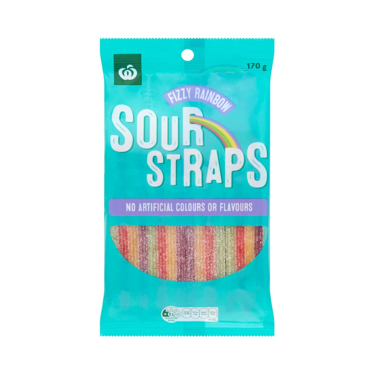 Woolworths Sour Straps Fizzy Rainbow 170g | bunch