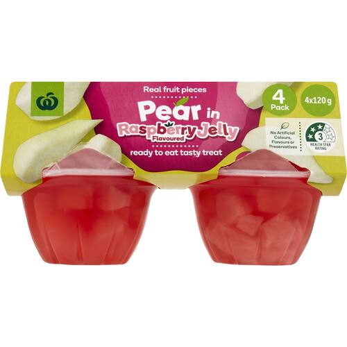 Woolworths Pear In Raspberry Flavoured Jelly 4x120g | bunch