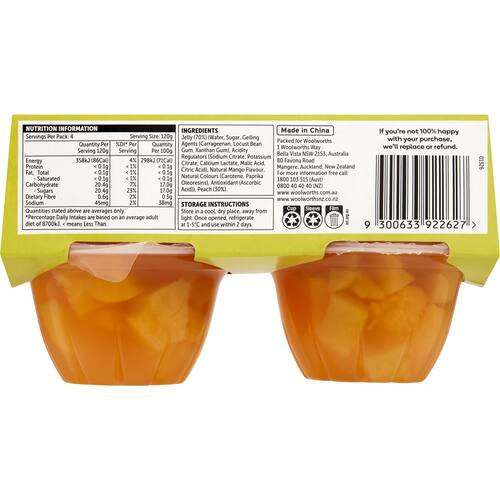 Woolworths Peach In Mango Flavoured Jelly 4X120g | bunch
