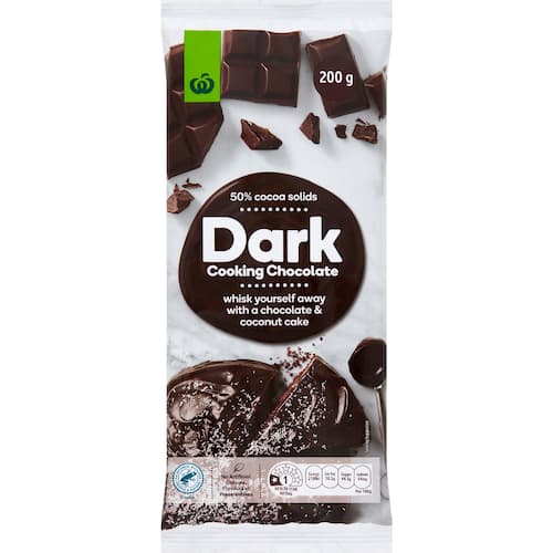 Woolworths Cooking Chocolate Dark 200g | bunch