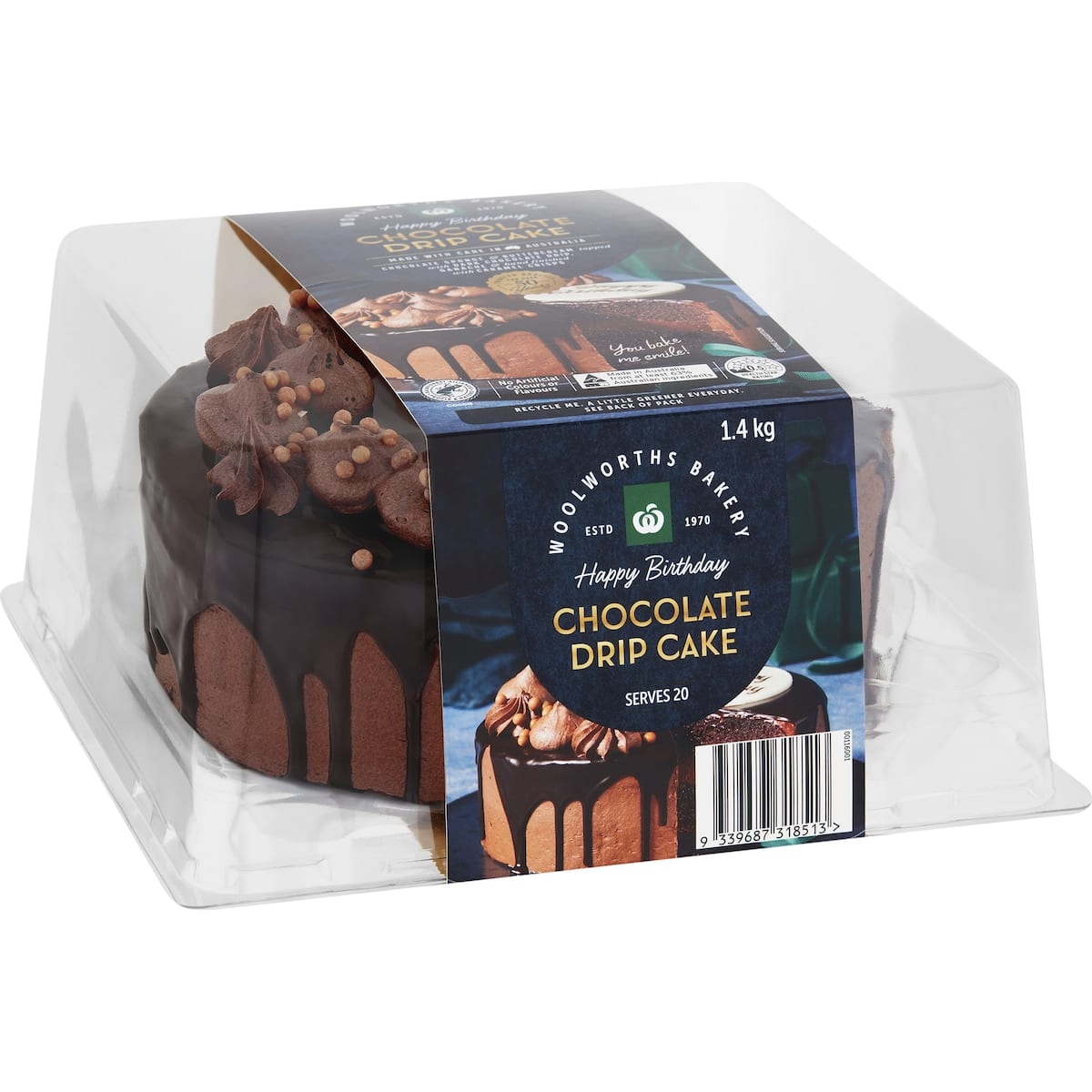 Woolworths Happy Birthday Chocolate Drip Cake 1.4kg | bunch