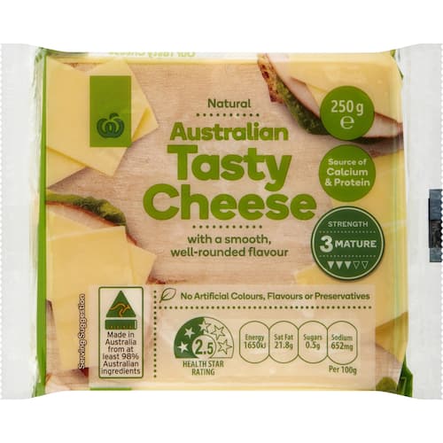 Woolworths Tasty Cheese Block 250g | bunch