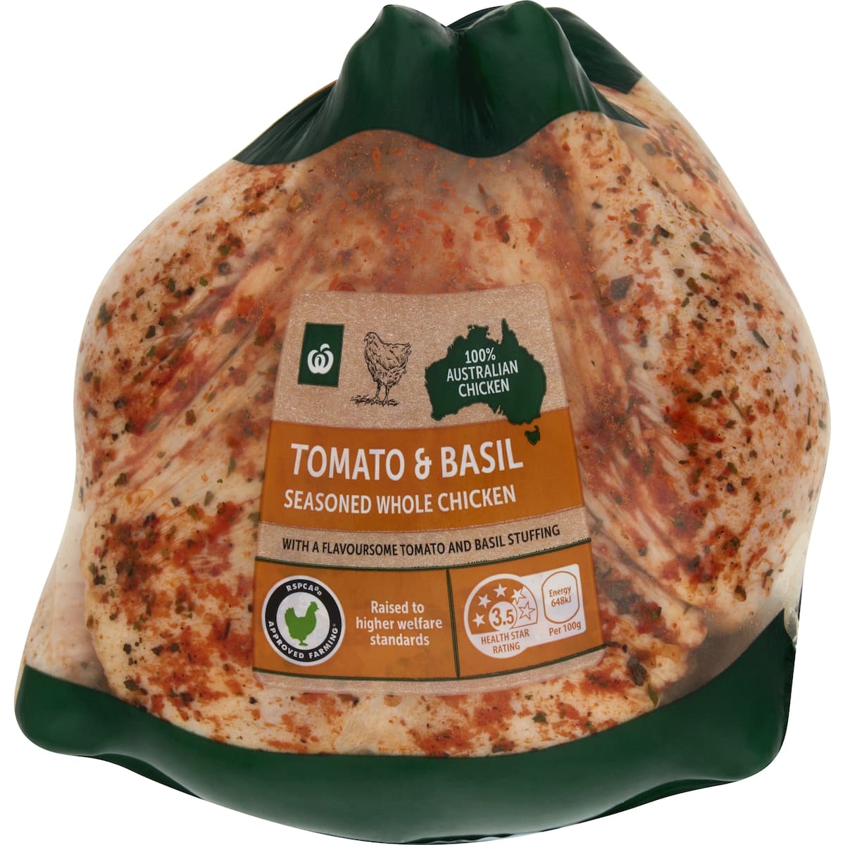 Woolworths Tomato & Basil Seasoned Whole Chicken 1.8kg - 2.5kg | bunch