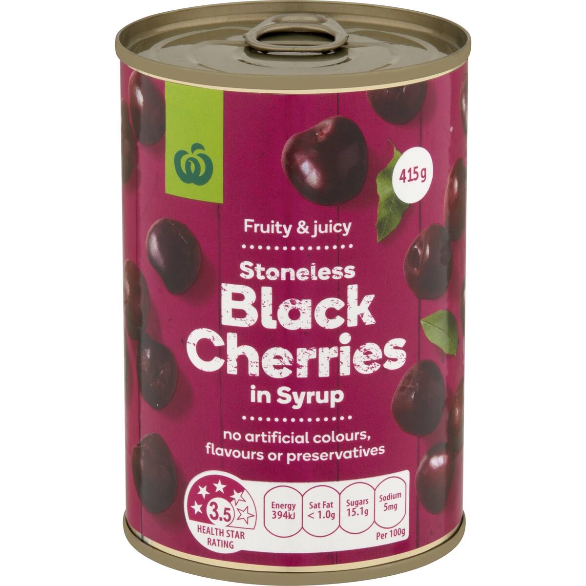 Woolworths Black Cherries Stoneless In Syrup 415g | bunch