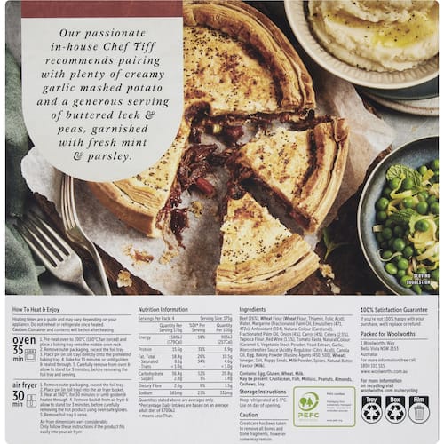 Woolworths Chunky Beef & Vegetable Pie 700g | bunch