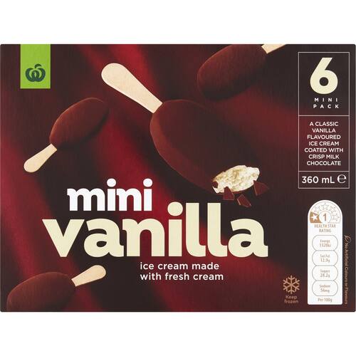 Woolworths Mini Chocolate Vanilla Ice Cream 6 pack | bunch