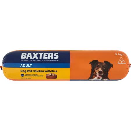 Get Baxter's Adult Fresh Chilled Dog Food Roll Chicken With Rice 3kg ...