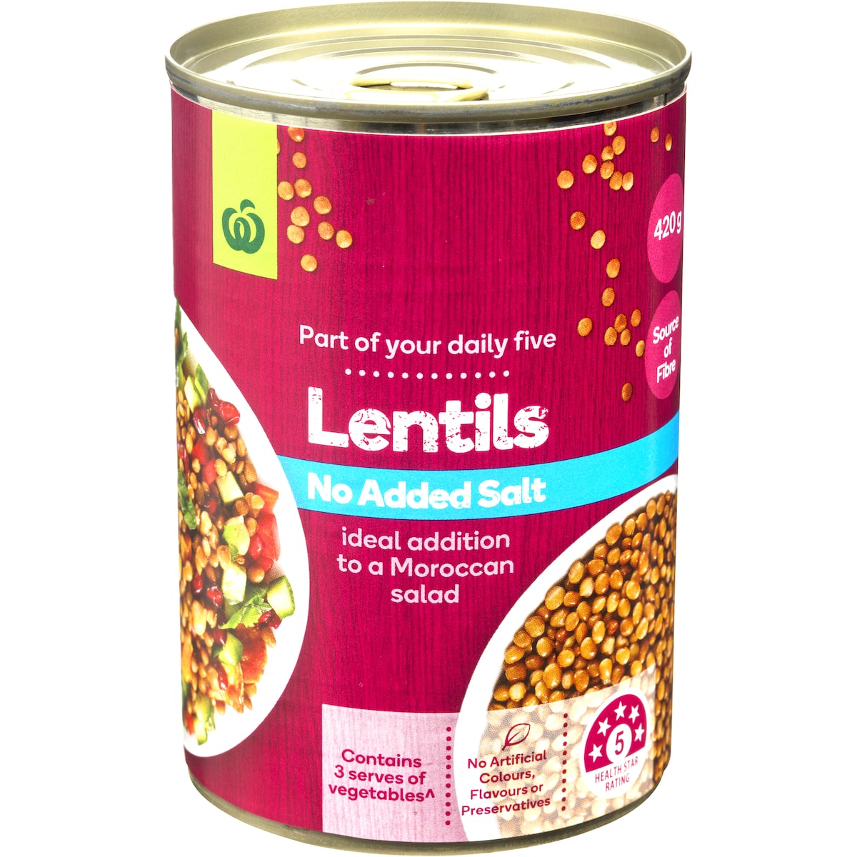 Woolworths Lentils No Added Salt 420g | bunch