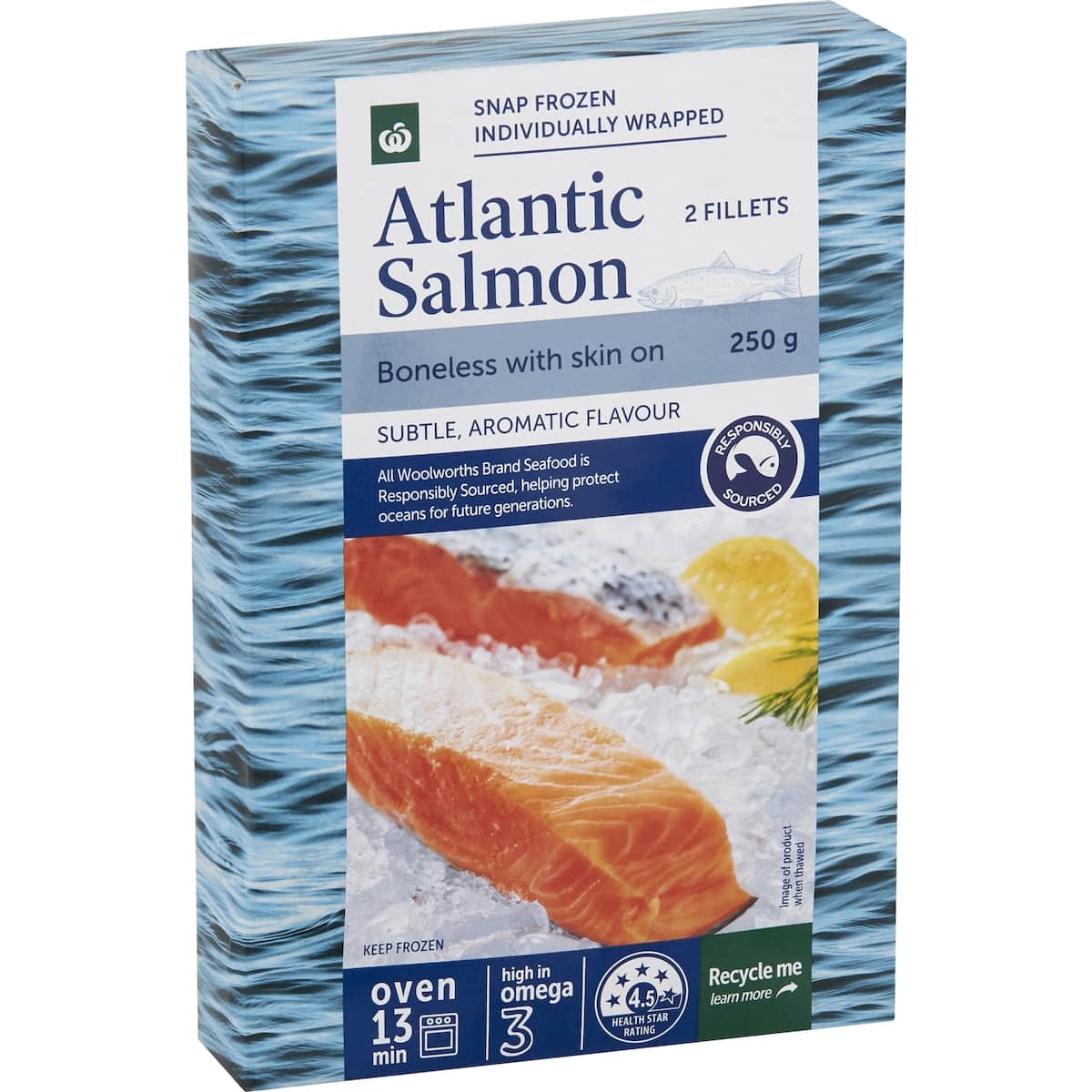 Woolworths Frozen Salmon Fillets Skin On 250g | bunch