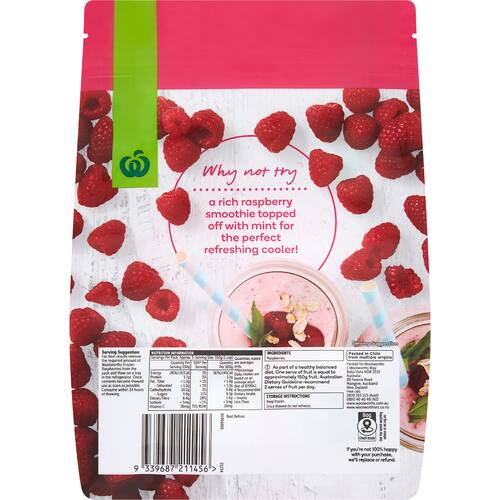 Woolworths Frozen Raspberries 500g | bunch