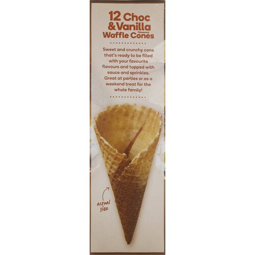 Woolworths Natural Choc And Vanilla Waffle Cones 12 Pack | bunch