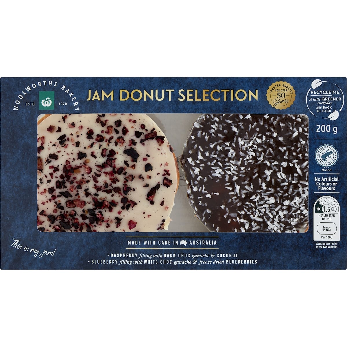 Woolworths Loaded Jam Donut Selection 2pk | bunch
