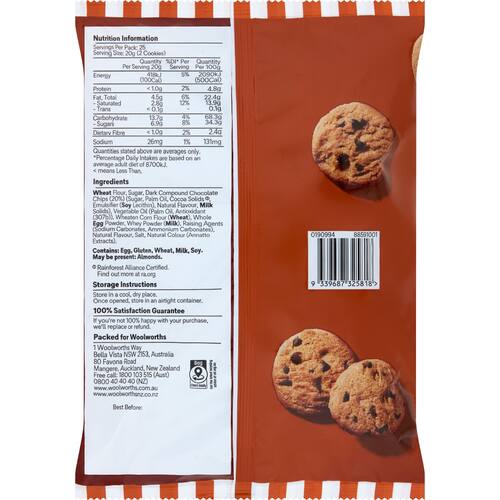 Woolworths Choc Chip Cookies 500g | bunch