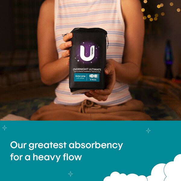 U By Kotex Overnight Ultimate Pads With Wings 6 Pack | Woolworths