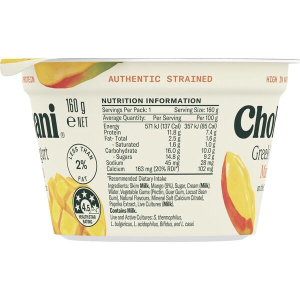 Chobani Greek Yogurt Mango 160g | Woolworths