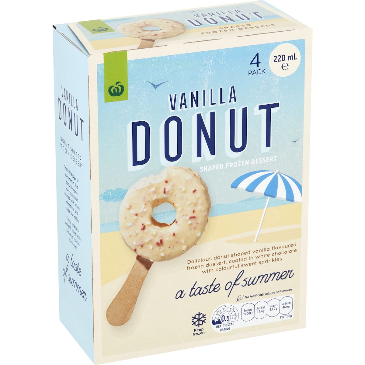 Woolworths Donut Frozen Dessert Vanilla 4 pack | bunch
