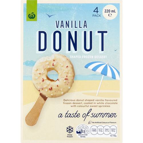 Woolworths Donut Frozen Dessert Vanilla 4 pack | bunch